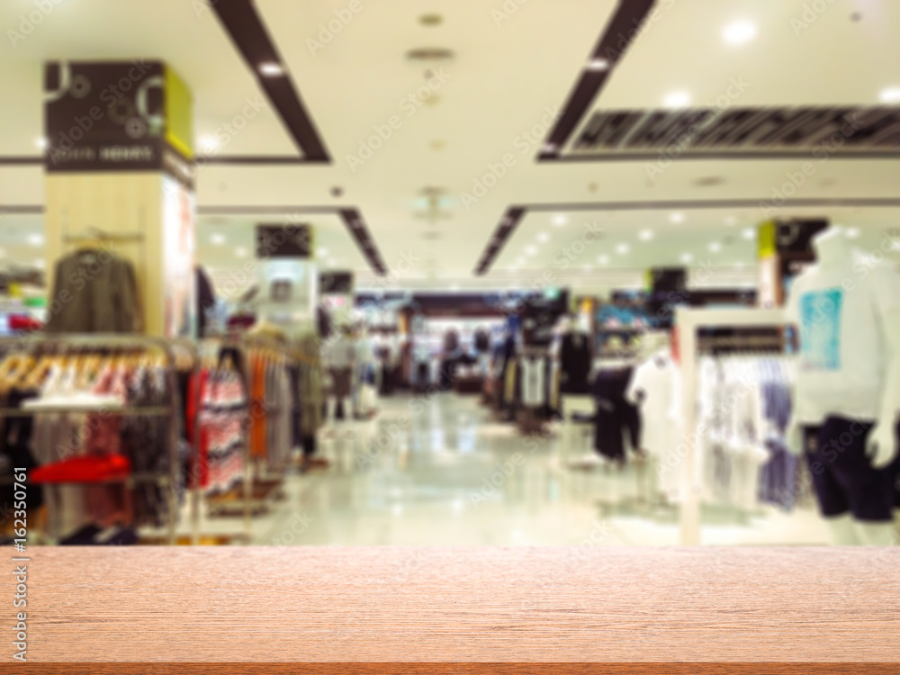 Empty wooden table space platform and abstract blur and defocused ...