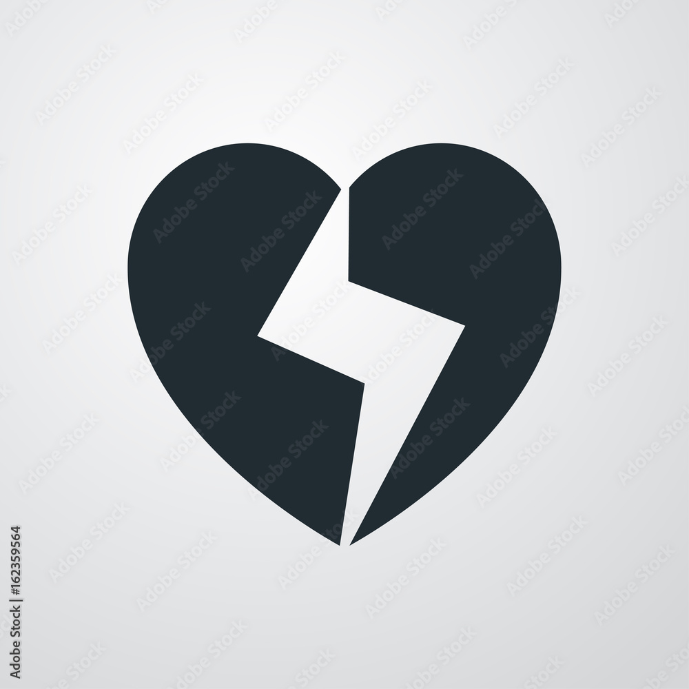 Icono plano corazon roto en fondo degradado Stock Vector | Adobe Stock