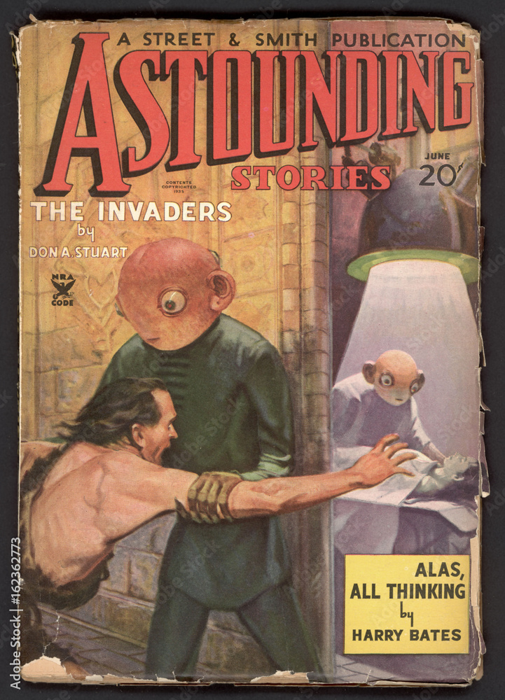 Alien abduction on cover of Astounding Stories. Date: 1935 ภาพถ่ายสต็อก ...