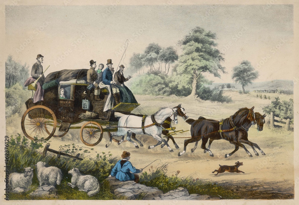 Stagecoach - Shepherd Boy. Date: circa 1840 Stock Illustration | Adobe ...