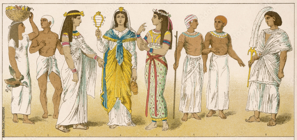 Various Egyptian Costume. Date: circa 3000 BC Stock Photo | Adobe Stock