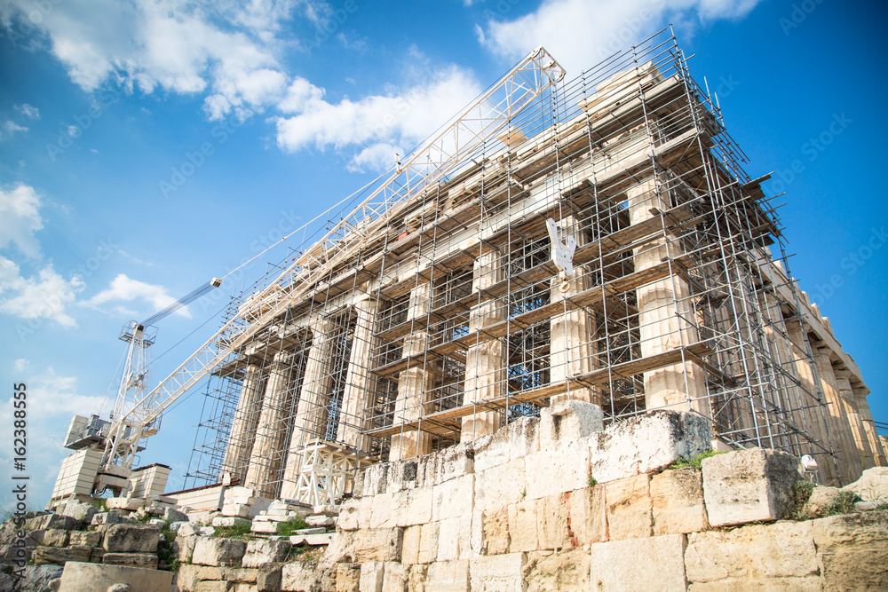 The Parthenon is under reconstruction. Acropolis Athens Greece. Stock ...