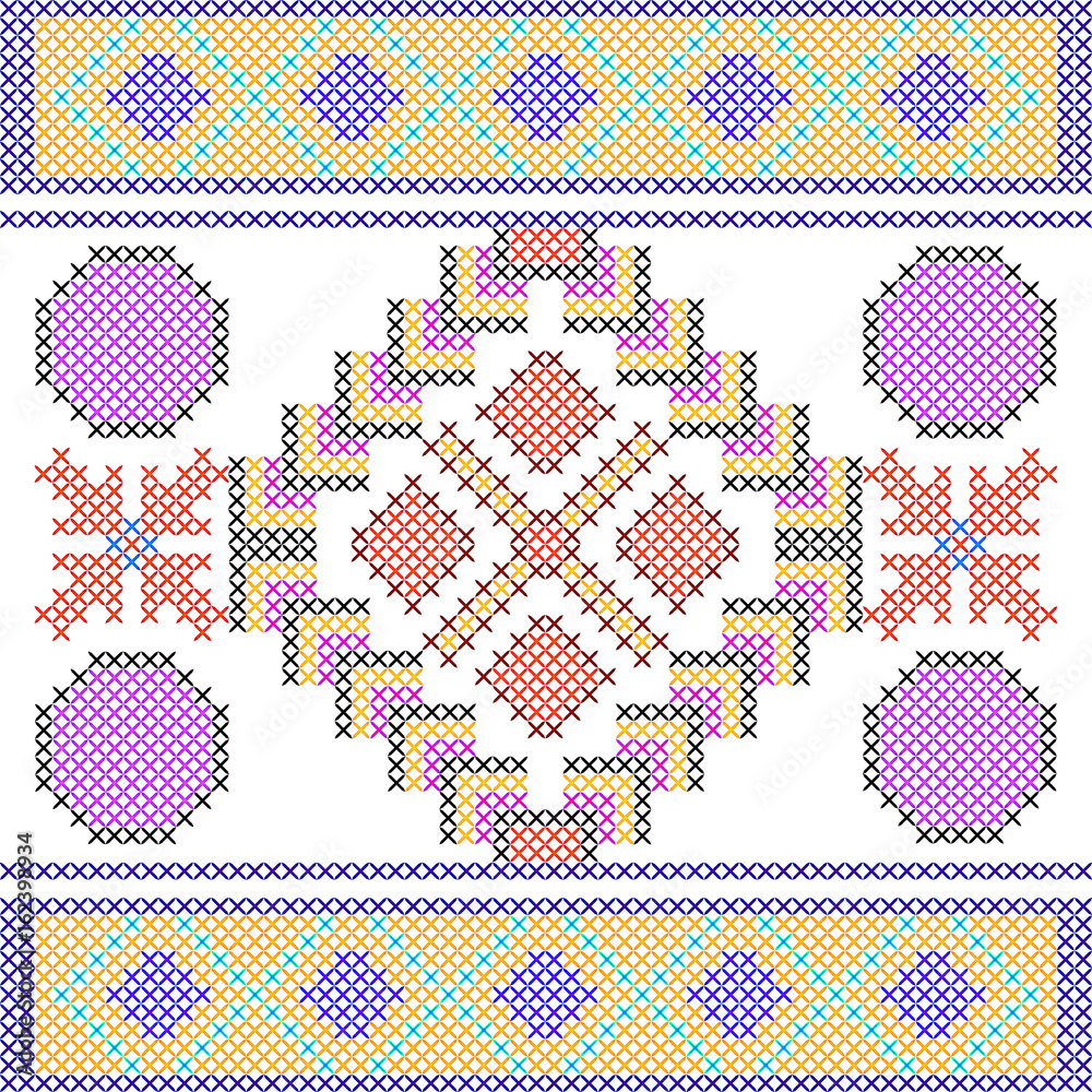 Cross Stitch Embroidery Geometrical design for seamless pattern texture ...