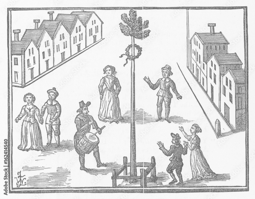 17th century Maypole. Date: circa 1665 Stock 写真 | Adobe Stock