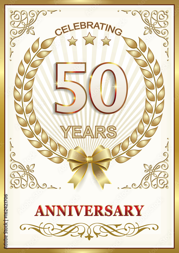 Jubilee of 50 years.Gold design Stock 벡터 | Adobe Stock