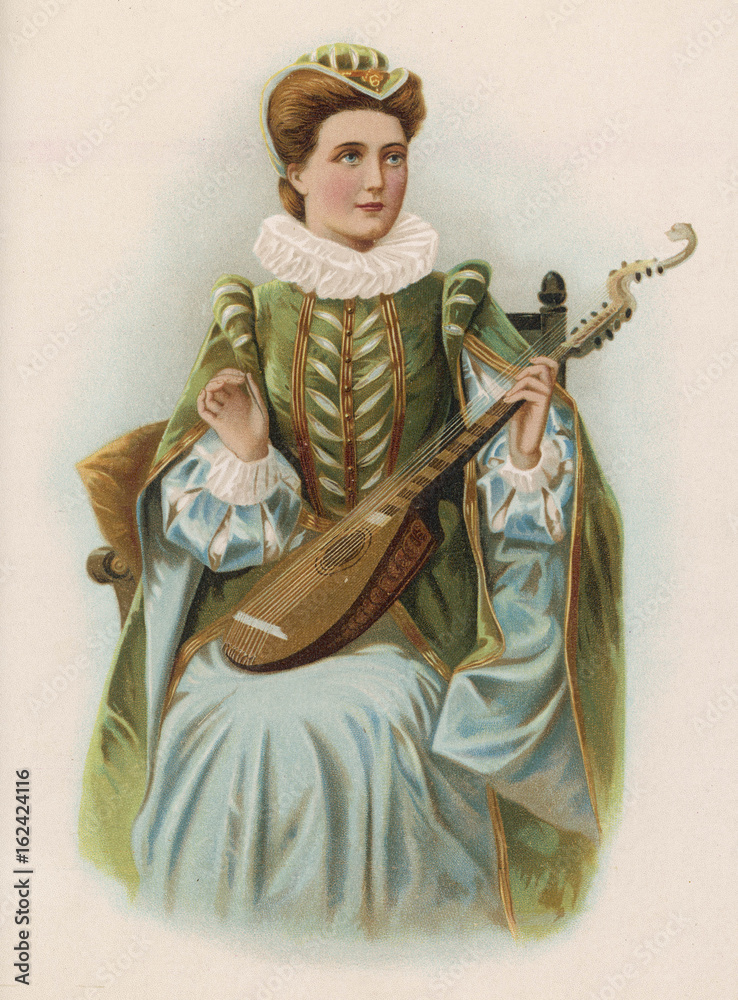 Late 16th century Woman. Date: circa 1590 Stock Photo | Adobe Stock