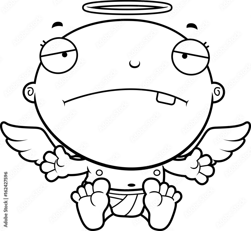 Cartoon Baby Angel Sad Stock Vector | Adobe Stock