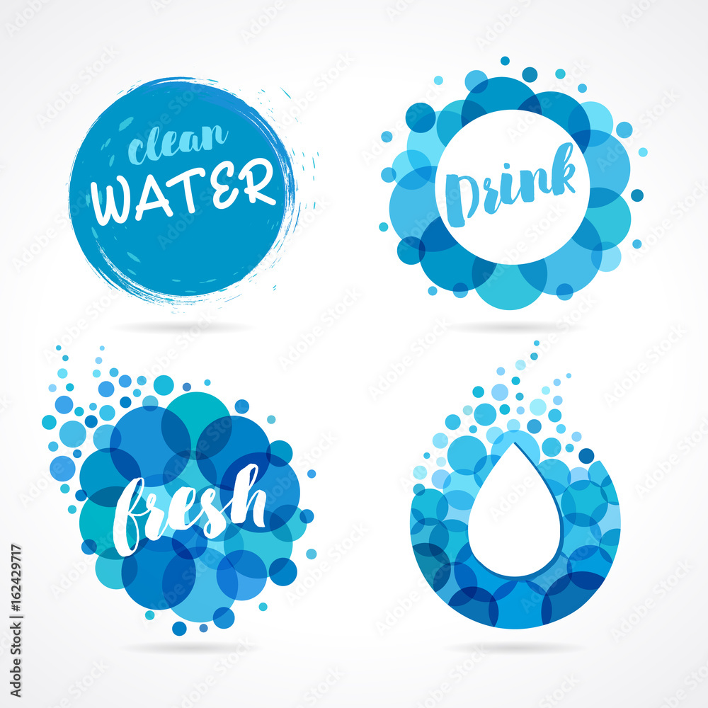 Abstract water logo set design. Vector set of abstract aqua blue ...