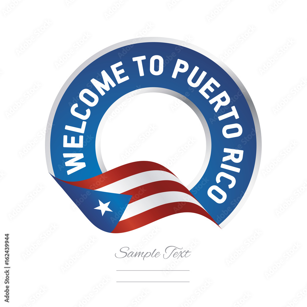 Welcome to Puerto Rico flag blue label logo icon Stock Vector | Adobe Stock