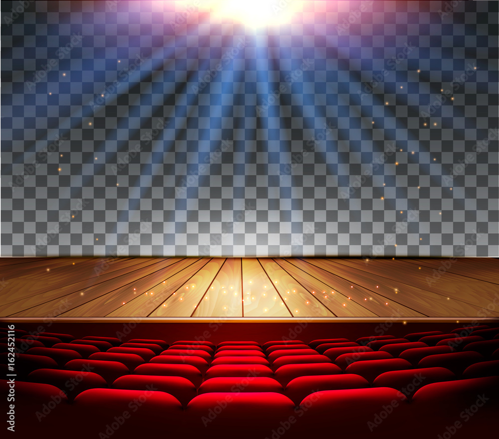 Theater wooden stage with a spotlight on a transparent background ...
