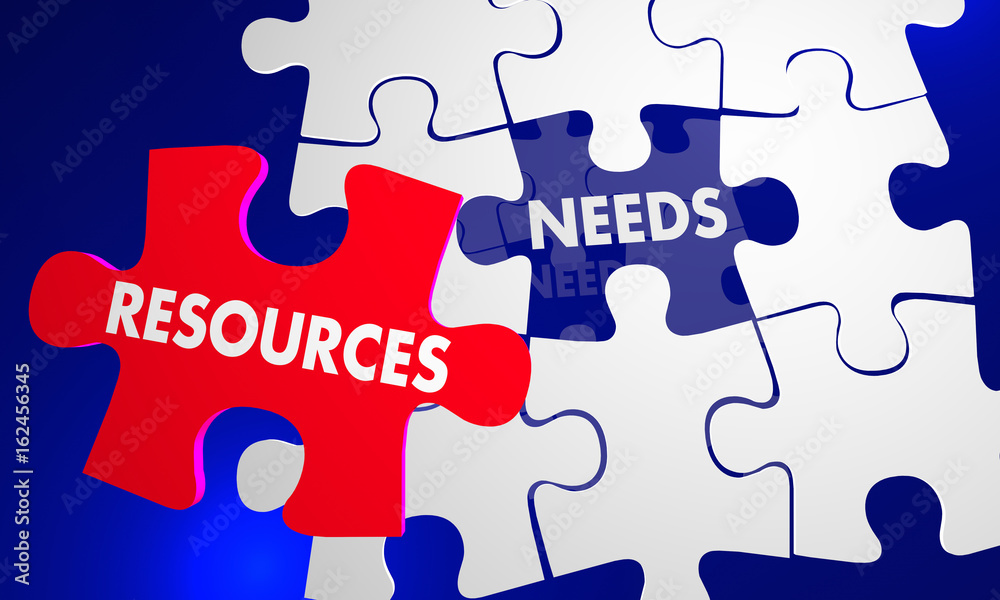 Resources Needs Puzzle Pieces Fill Hole 3d Illustration Stock ...