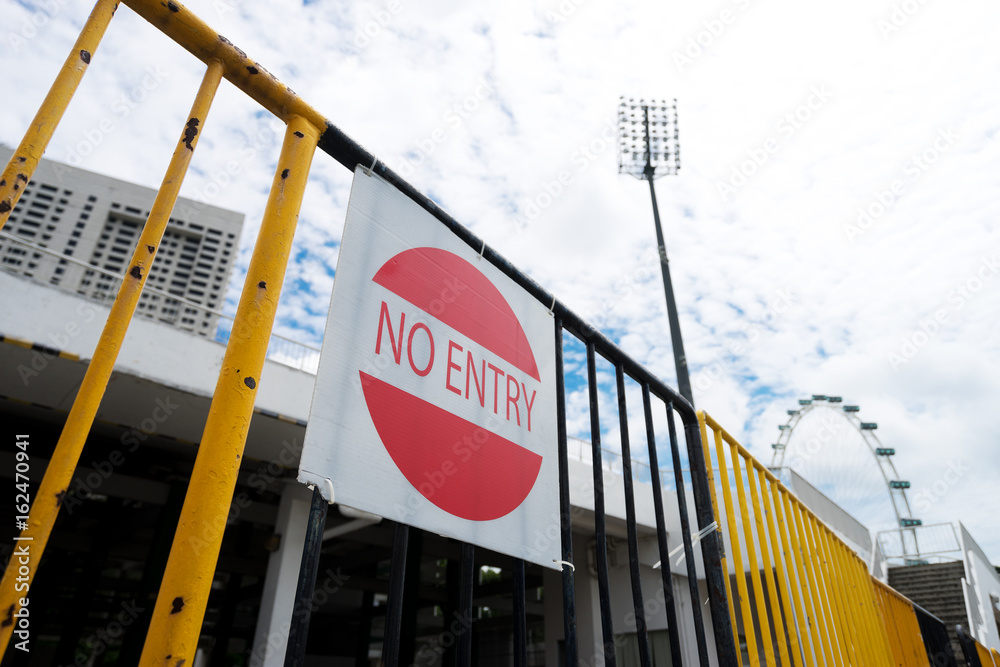 sign of no entry on railing Stock Photo | Adobe Stock