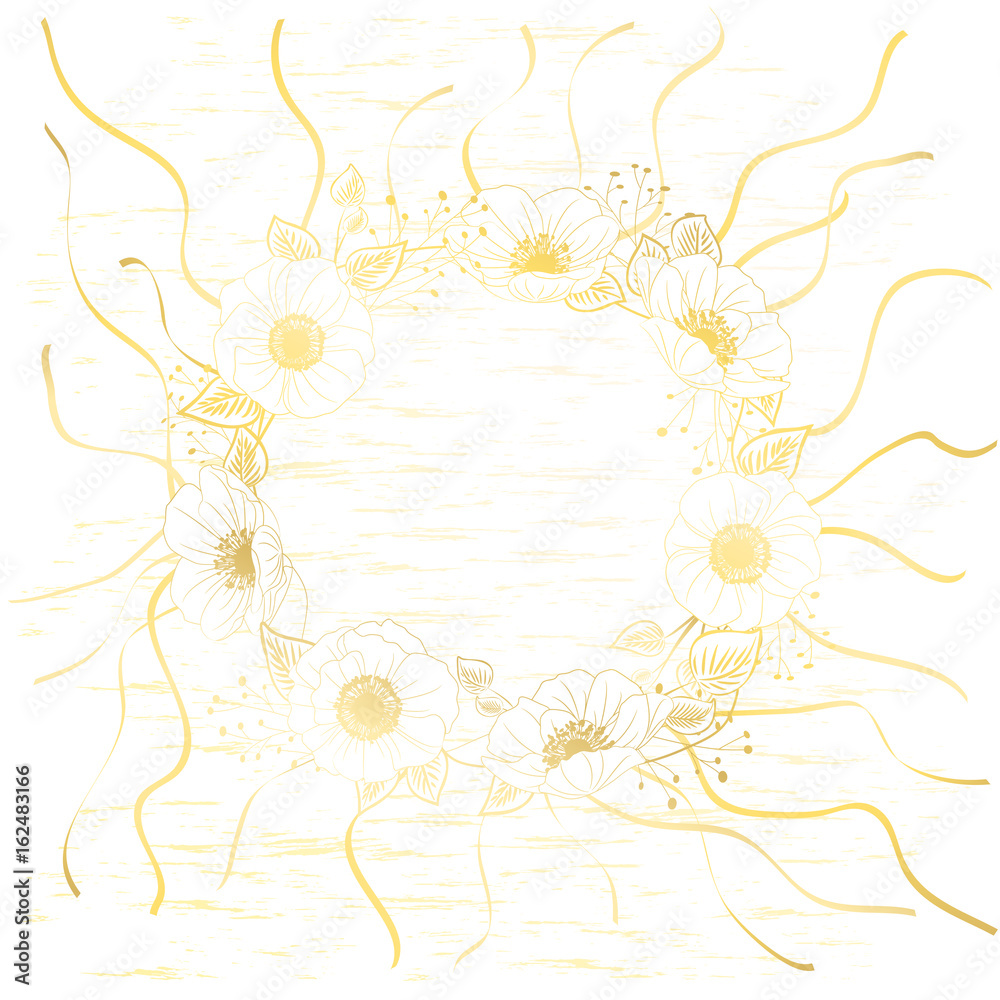 Floral background. Border of flowers. Floral pattern. Golden flower ...