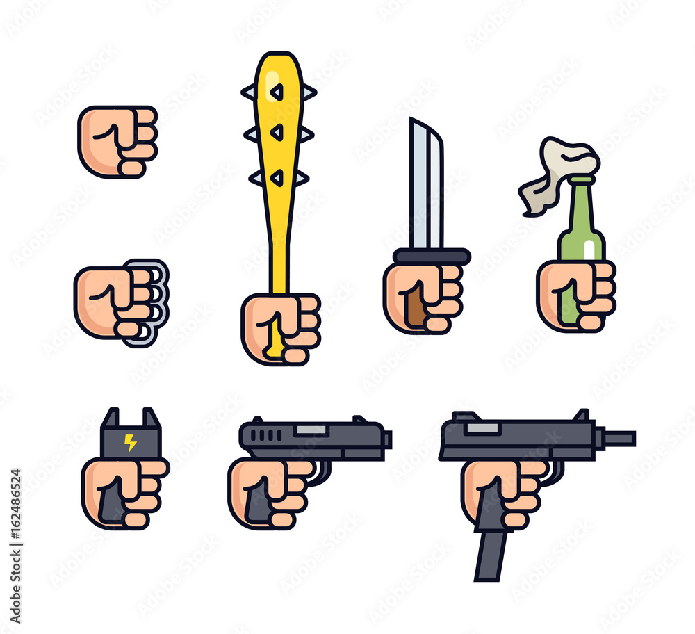 Vettoriale Stock Cold weapon and firearms collection. Weapons in the ...