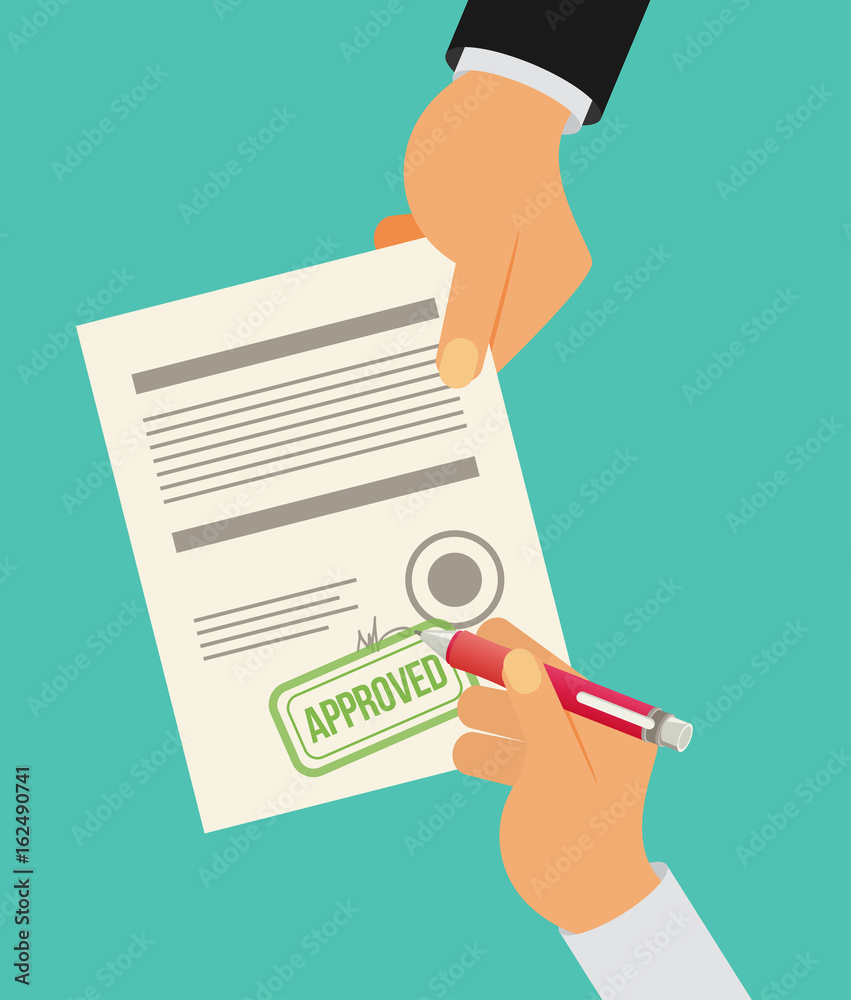 approved stamp in contract. Flat vector. Stock Vector | Adobe Stock