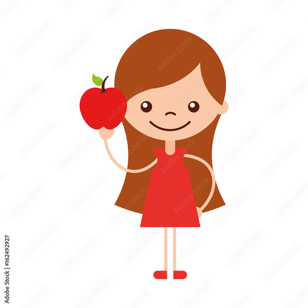 cute girl with apple character icon vector illustration design Stock ...