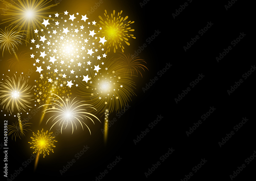 Vector gold firework design on black background Stock Vector | Adobe Stock