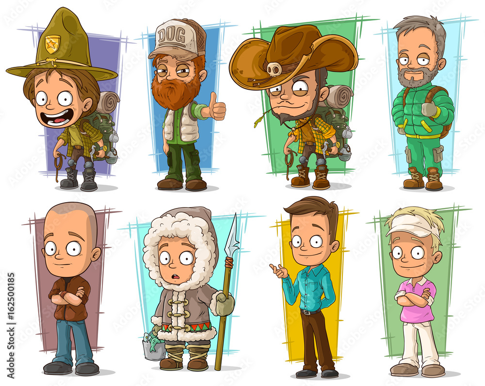 Cartoon cool funny different characters vector set Stock Vector | Adobe ...