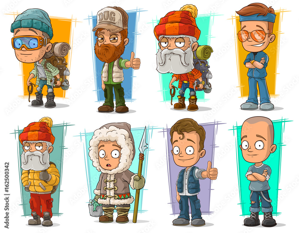 Cartoon cool funny different characters vector set Stock Vector | Adobe ...