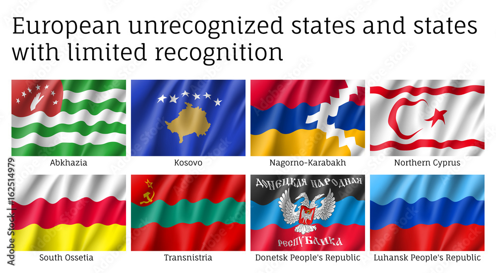 European unrecognized and with unlimited recognition states waving ...