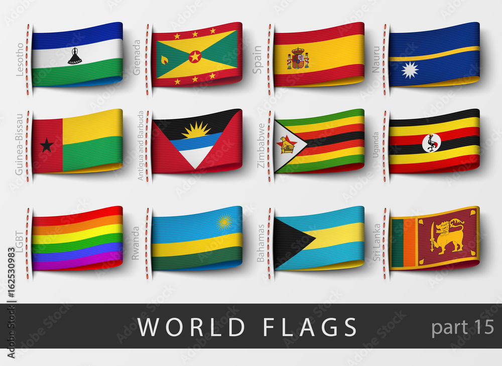 Vector set of flag labels Stock Vector | Adobe Stock