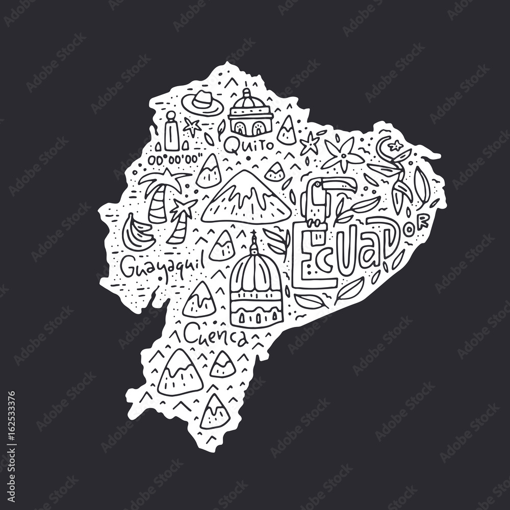 Vetor de Cartoon Map of Ecuador do Stock | Adobe Stock