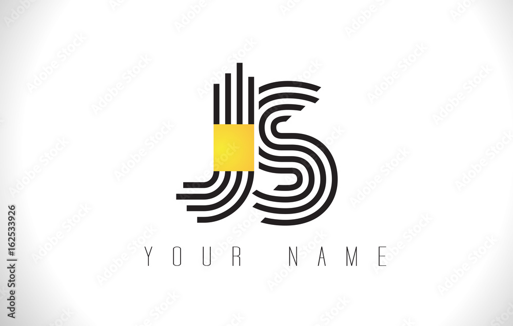 JS Black Lines Letter Logo. Creative Line Letters Vector Template ...