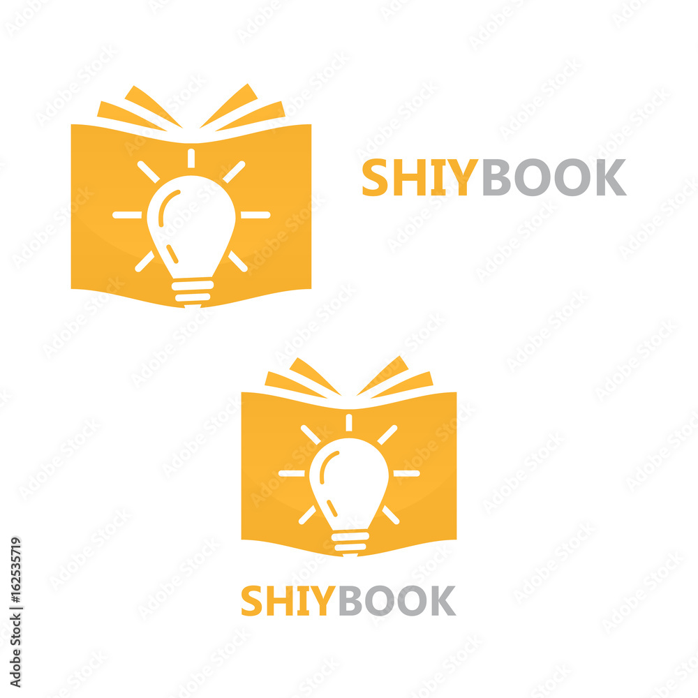 logo combination of a book and light bulb ilustração do Stock | Adobe Stock