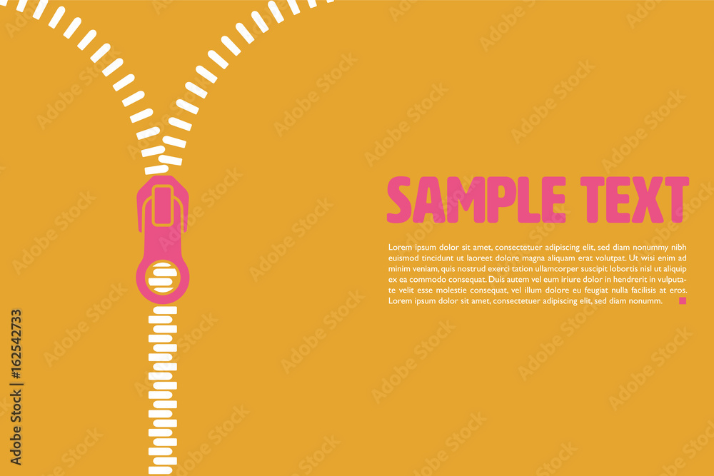 Vector layout template with open zipper Stock Vector | Adobe Stock