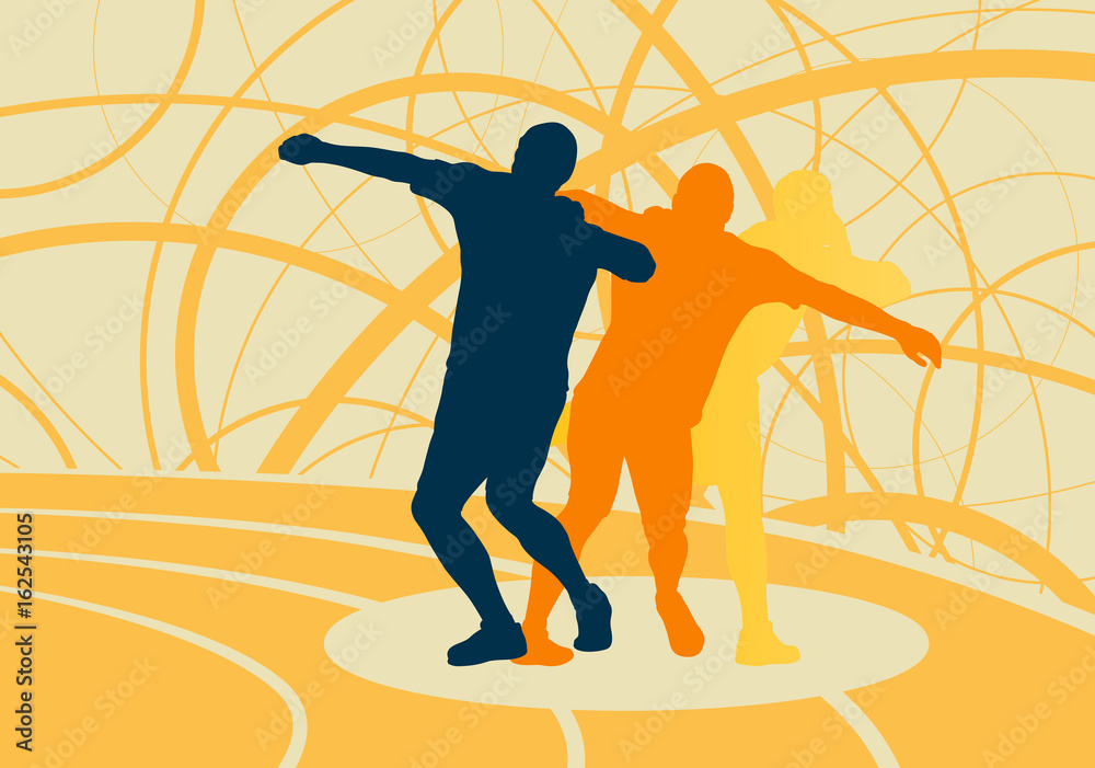 Shot put athlete track and field athletics vector background concept ...