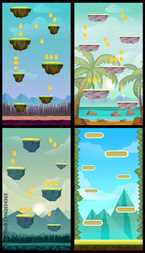 Game background, vertical tileable wallpaper for level game .vector ...