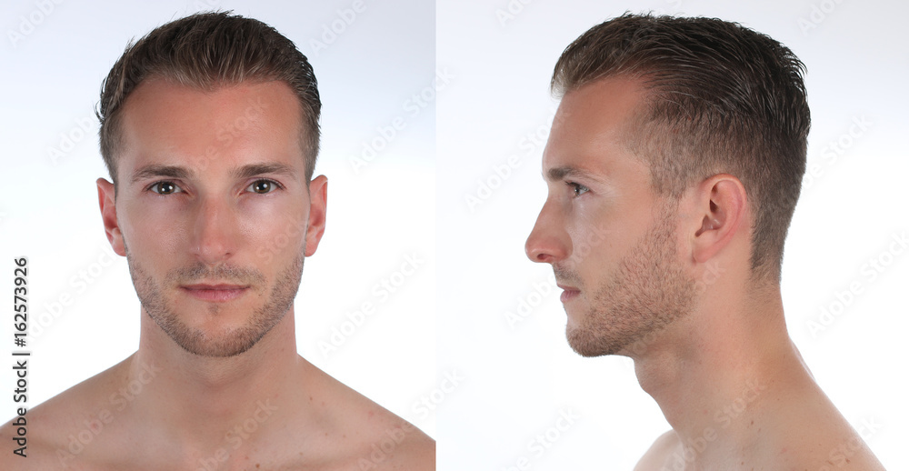 Portrait d' un bel homme de profil et de face . Création de personnage ... Portrait d' un bel homme de profil et de face . Création de personnage ...