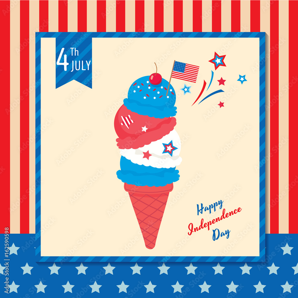 Ice cream cone design for Happy Independence day United states of ...