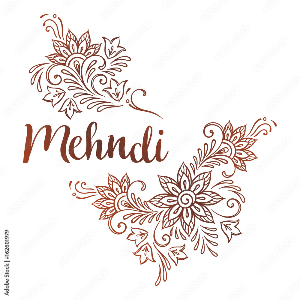 Hand drawn template for mehndi ornate ethnic ornament or flash tattoo ...