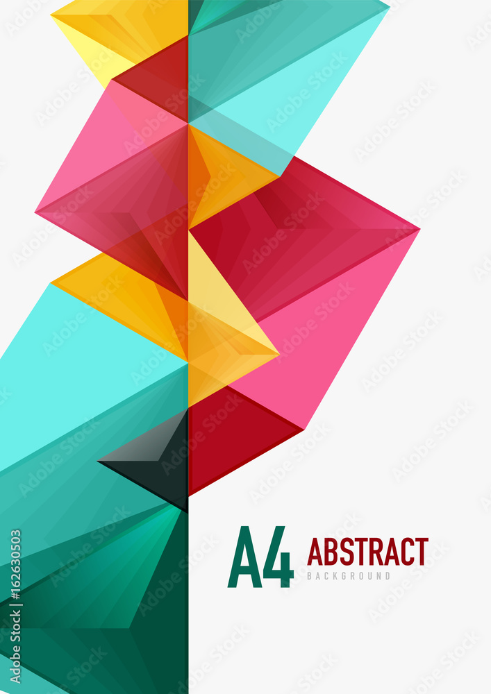 Triangular low poly vector a4 size geometric abstract template Stock ...