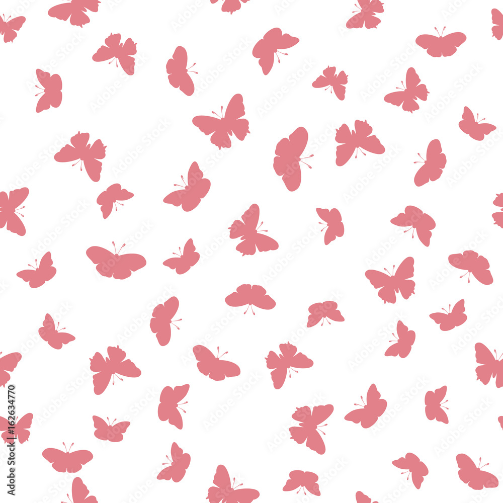 Butterfly seamless pattern vector illustration. Pink butterflies on a ...