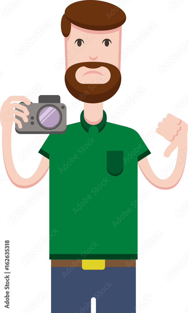 Vector drawing of man with a camera Stock Vector | Adobe Stock