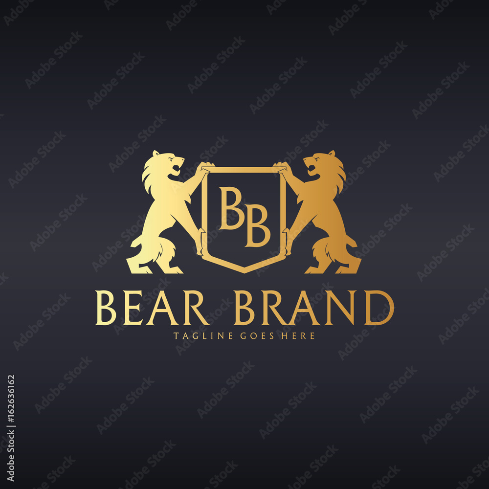 Bear Brand. Royal Bear Logo Template Stock Vector | Adobe Stock