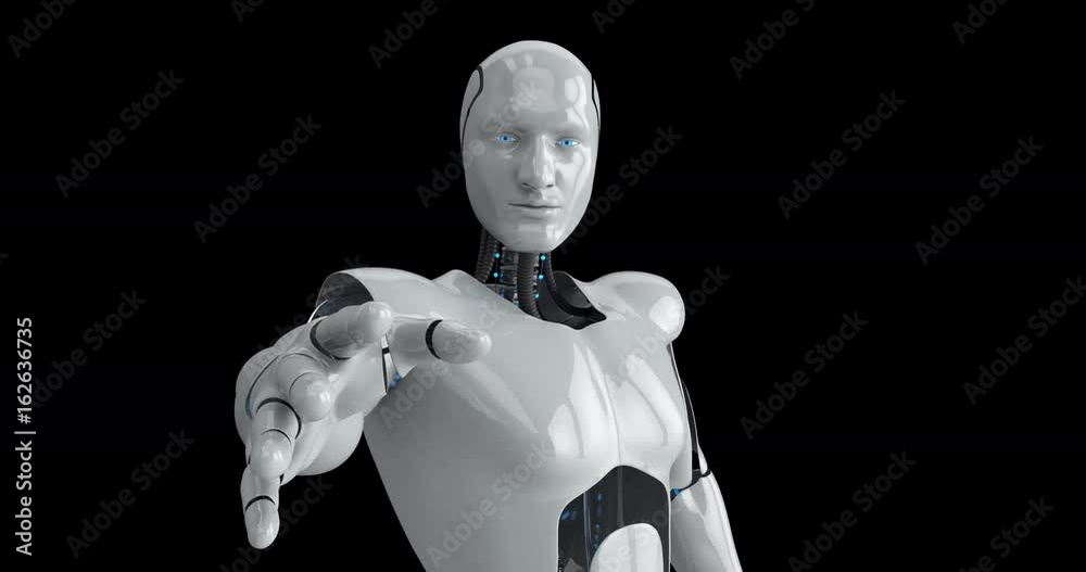 Humanoid futuristic male robot reaching out. 4K+ 3D animation with luma ...