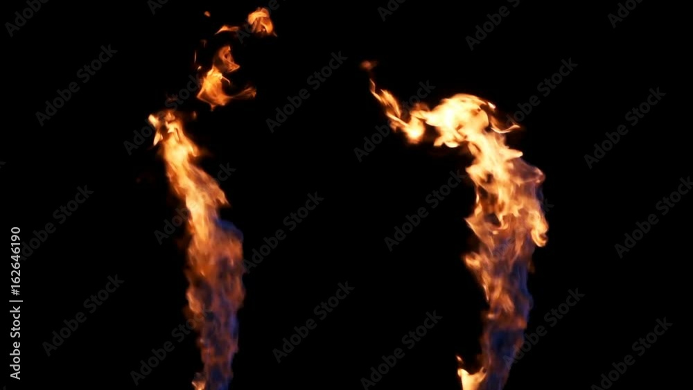 Two pillars of flame shooting vertically upward easily separated Stock ...