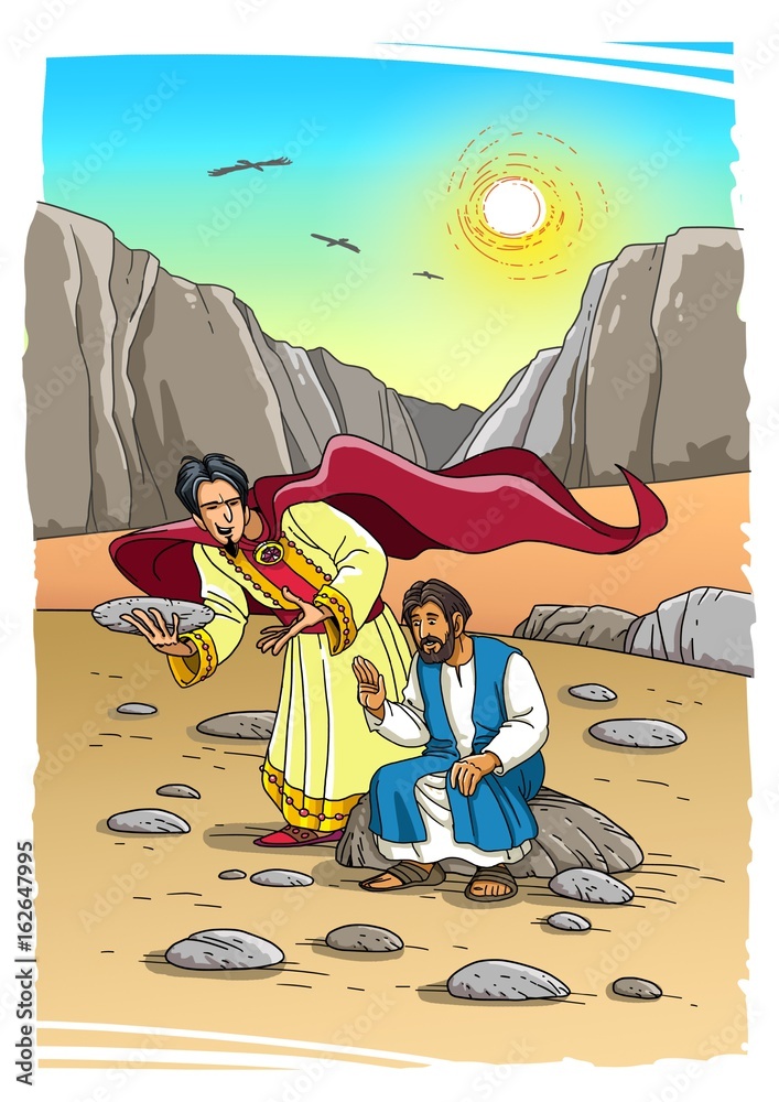 Satan tempts Jesus transform stones into bread Stock Illustration ... Satan tempts Jesus transform stones into bread Stock Illustration ...