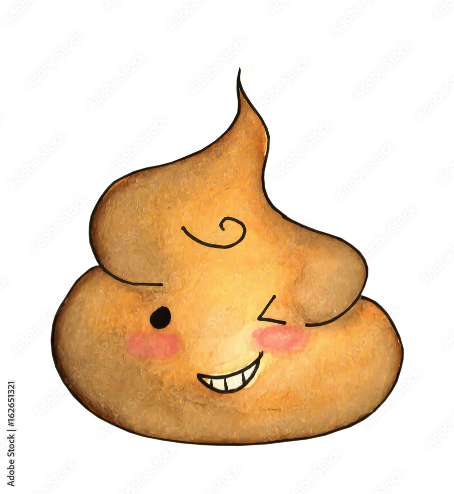 Hand drawn watercolor painting of Cute Poop Stock Photo | Adobe Stock