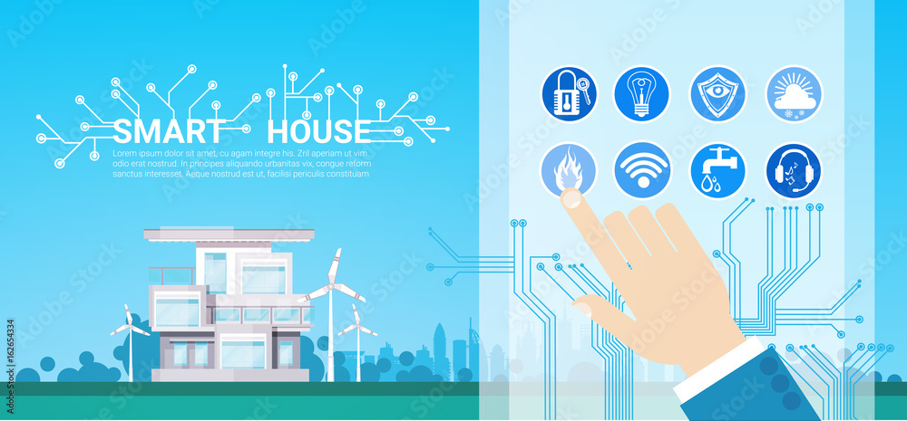 Smart House Technology Control System Icon Infographic With Copy Space ...