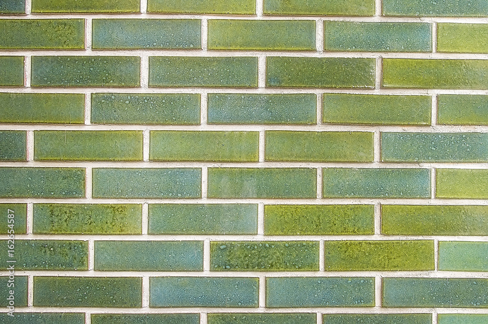 Old green tile brick wall background texture Stock Photo | Adobe Stock