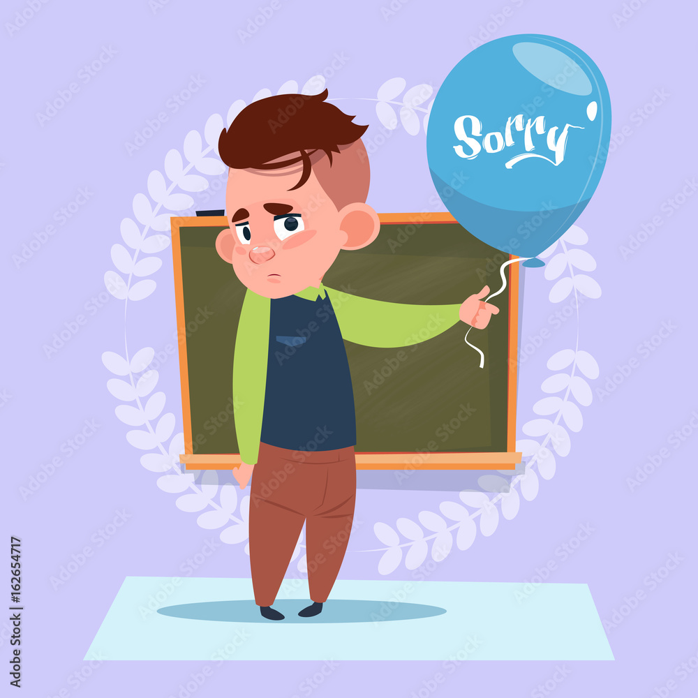 Small School Boy Sorry Standing Over Class Board Schoolboy Education ...