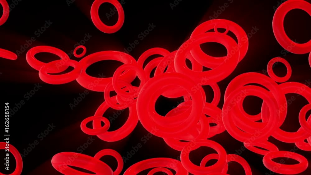 Slowly rotating rings in neon red on black Stock Video | Adobe Stock