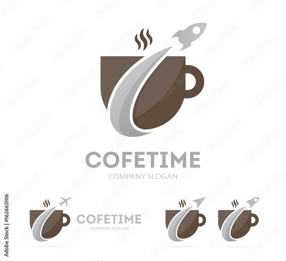 rocket and coffee logo combination. Airplane and coffeehouse symbol or ...