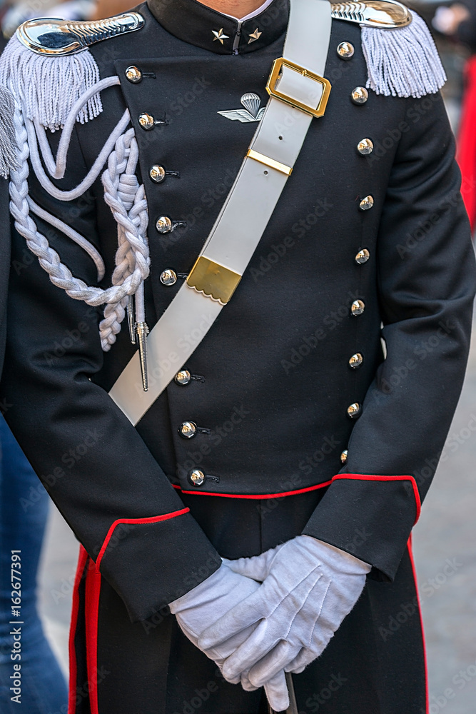 Detail of a protocol uniform of an Italian soldier Stock Photo | Adobe ...