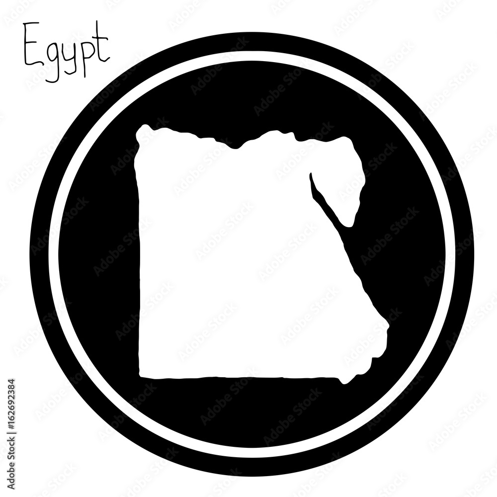 vector illustration white map of Egypt on black circle, isolated on ...