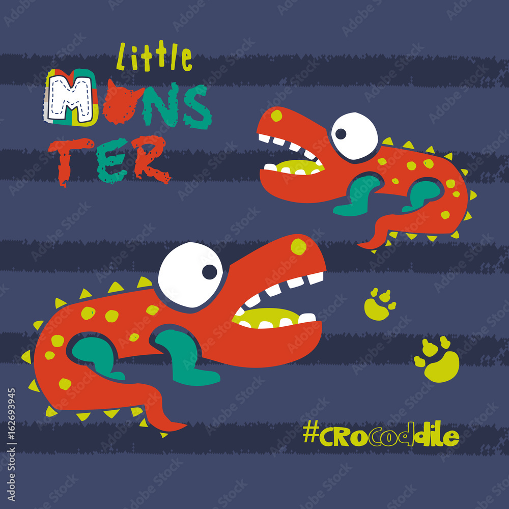 little monster crocodile. vector cartoon illustration Stock Vector ...